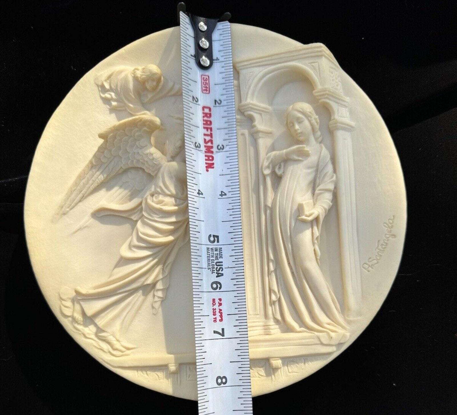 THE ANNUNCIATION Alabaster Hand Carved Plate Studio Dante Italy 1985 ...