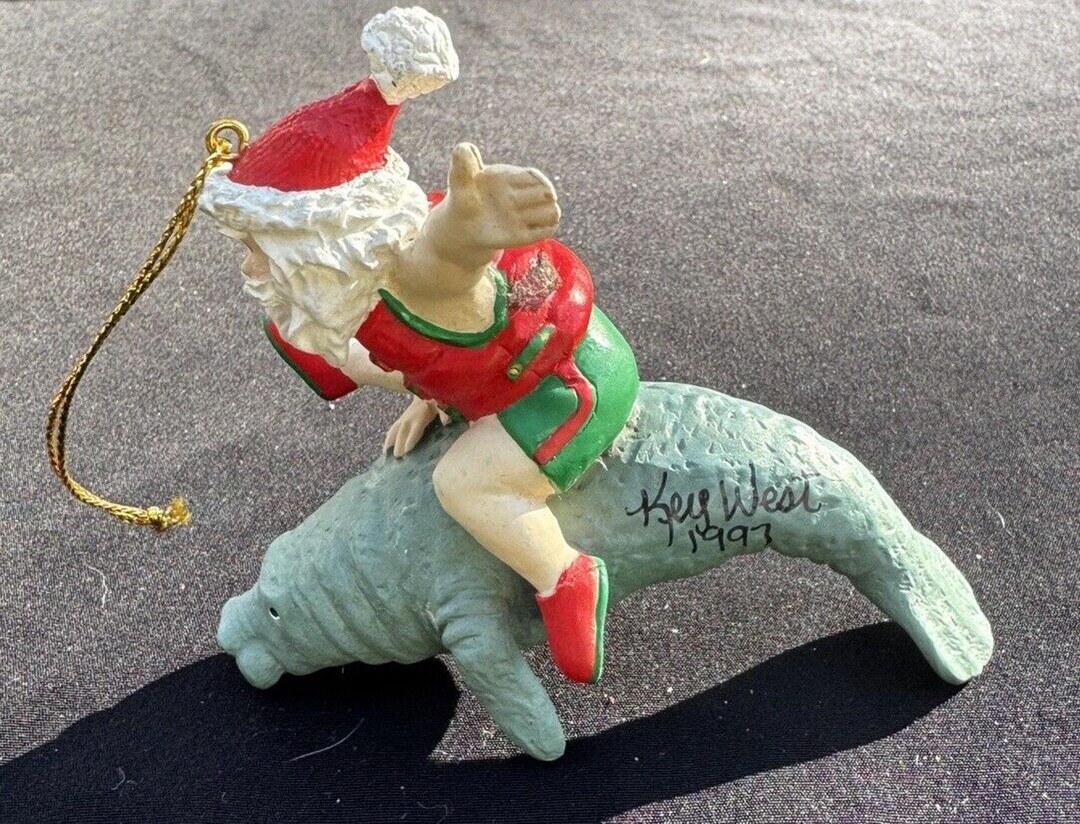 Santa Claus Riding a Manatee Key West 1997 Christmas Ornament S98 - Etsy