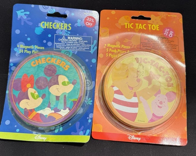 1990’s Disney Store Magnetic Travel Games Checkers & Tic Tac Toe Pooh ...