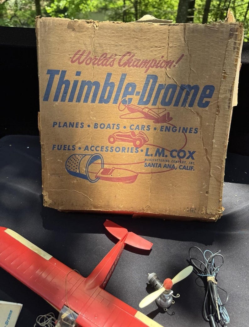 VTG Cox Thimble Drome Red Toy Model Airplane in Box! W/ Paperwork! - Etsy