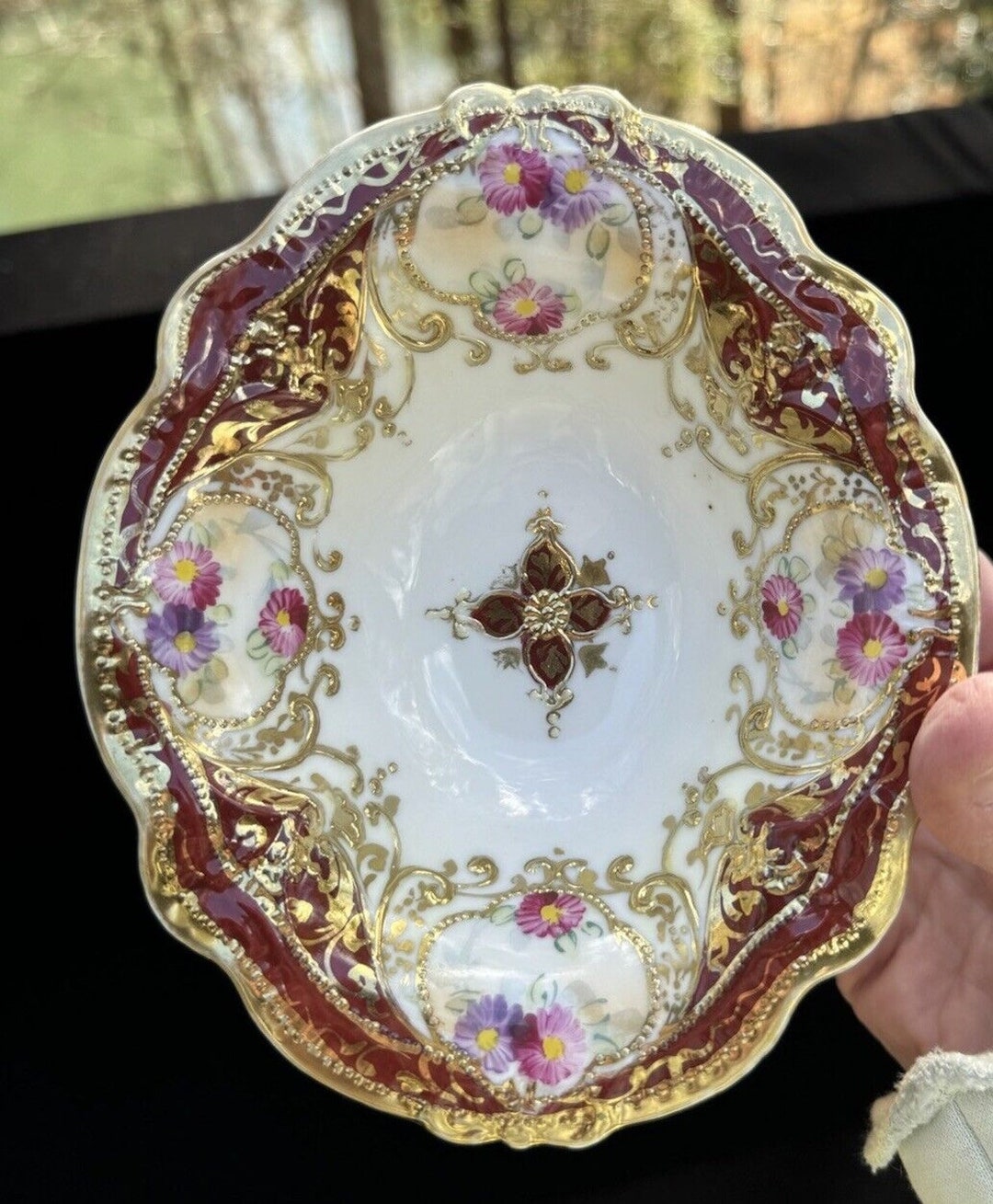 Nippon Morimura Gumi Decorated Gilded Candy Dish Early 1891 Maple Leaf ...
