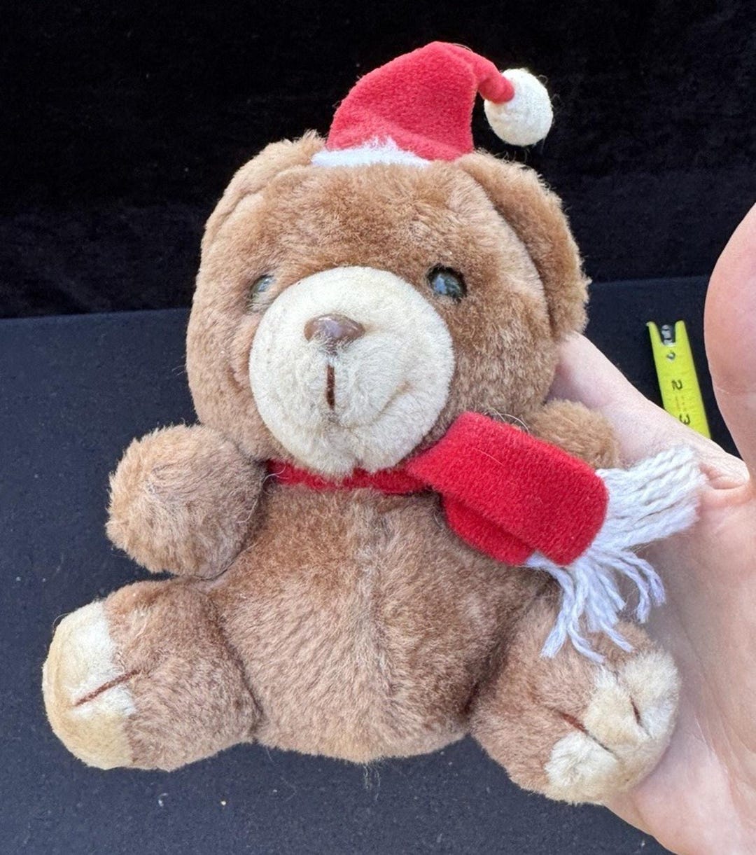 Russ Berrie Vtg Plush Chilly Brown Bear Santa Hat Christmas 5” Stuffed ...