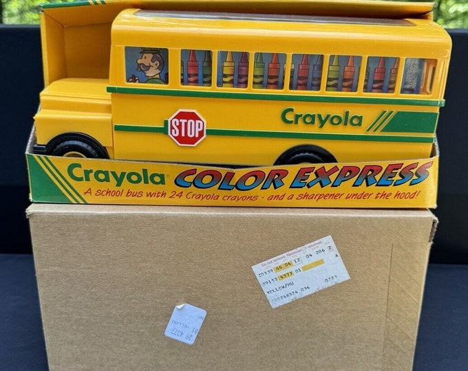 NIB Vtg Crayola Crayons Color Express School Bus in Box W Crayons Org ...