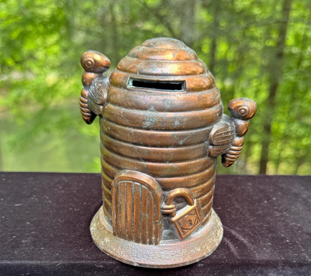 Vintage Bee Hive Bumble Bee Honeycomb Piggy Bank Bank USA Made ...