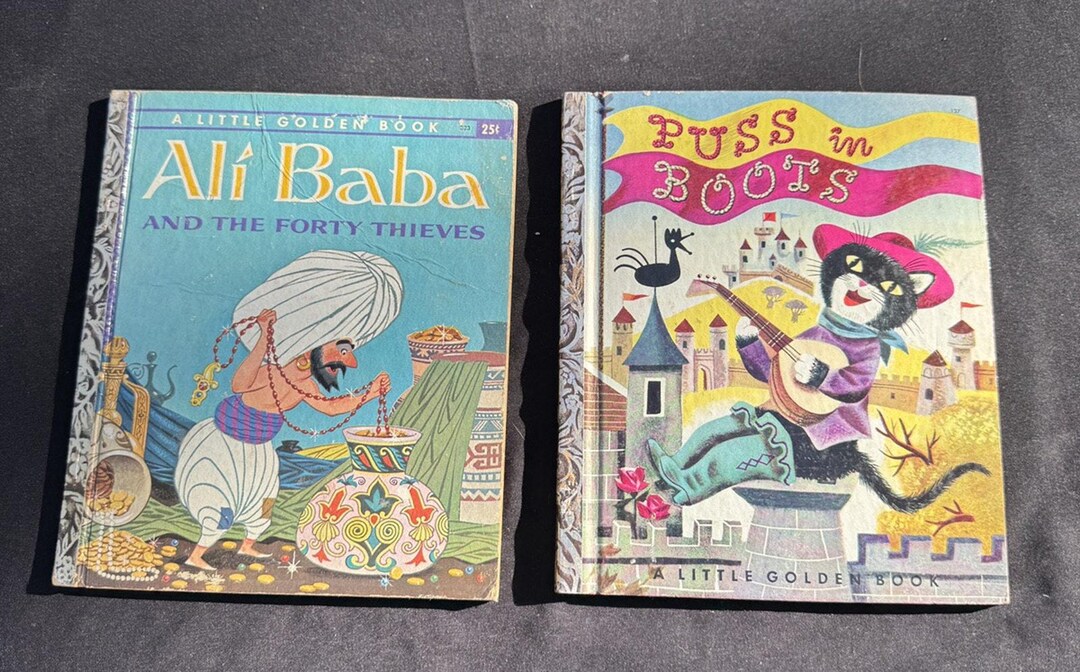 A Little Golden Book 1958 Ali Baba & 1953 Puss in Boots Nice! - Etsy