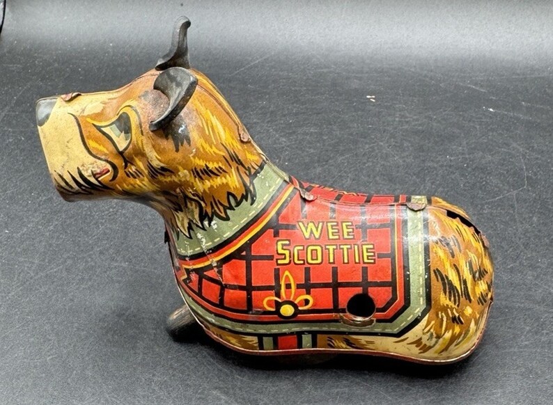 Vintage Marx Toys “wee Scottie” Dog Tin Lithographed Mechanical Toy *no ...