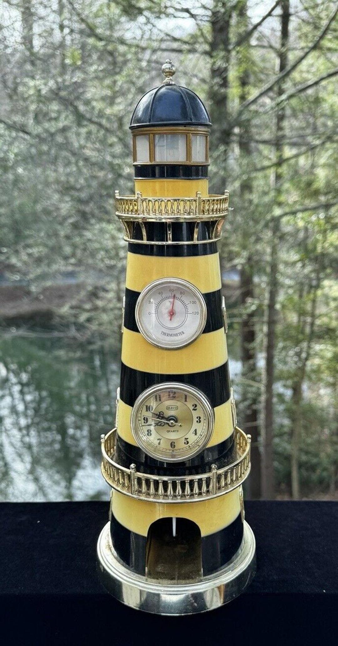 Vintage Black & Yellow Musical Lighthouse Clock for Parts Only - Etsy