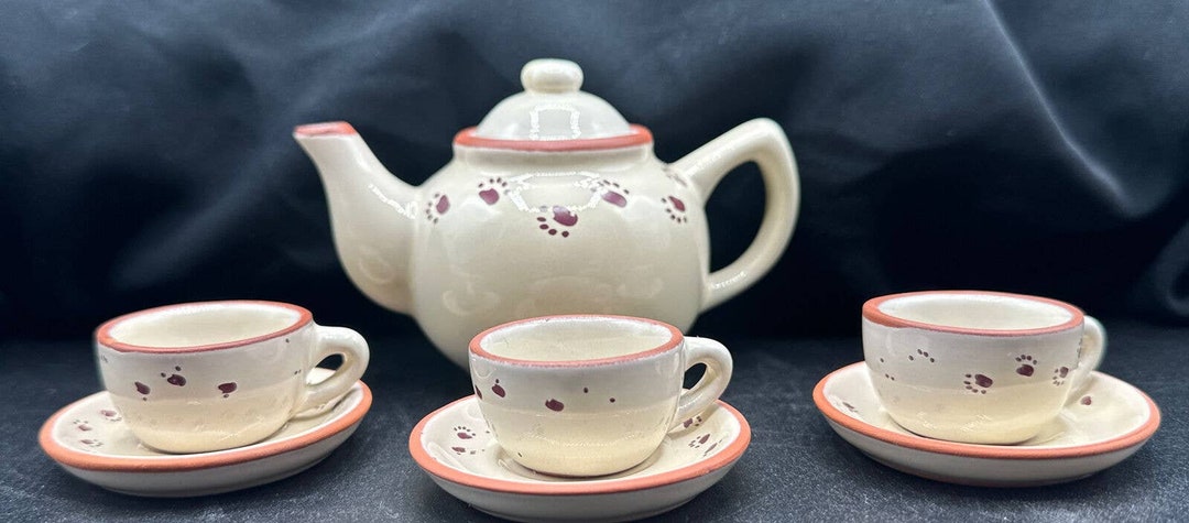 Boyds Bears Brewin Mini Tea Set Bearware Pottery Works 02000-65 Paw ...