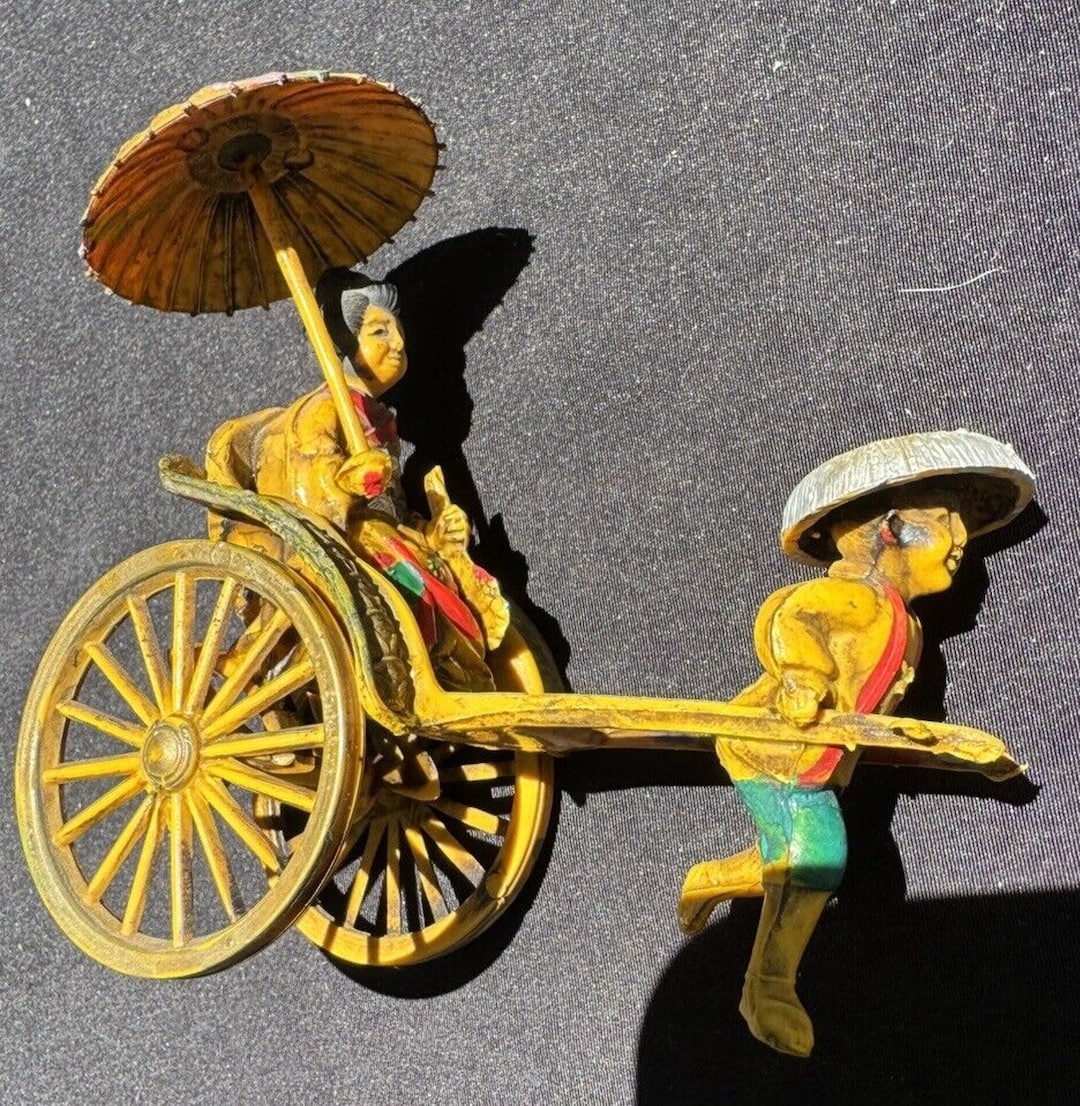 Veg 1930’s Celluloid Rickshaw Running Man Pulling Geisha Lady Moving ...