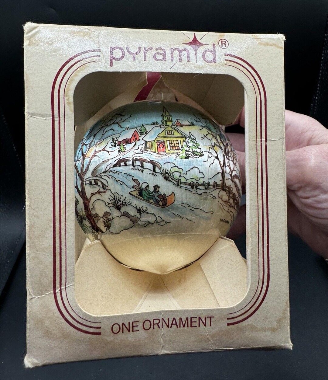 Rare Vintage 1970’s Pyramid Satin - Sheen Christmas Church Ornament -5D ...
