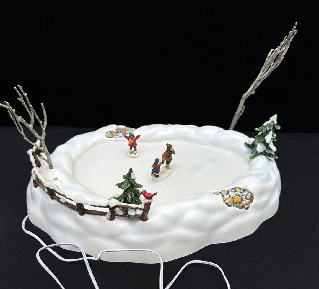 Lemax High Meadow Skating Pond With Trees & People Untested as Is - Etsy