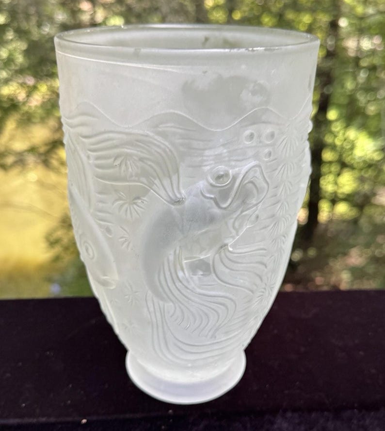 Barolac Art Deco Koi Goldfish Glass Vase Wavy Rim Josef Inwald Czech - Etsy