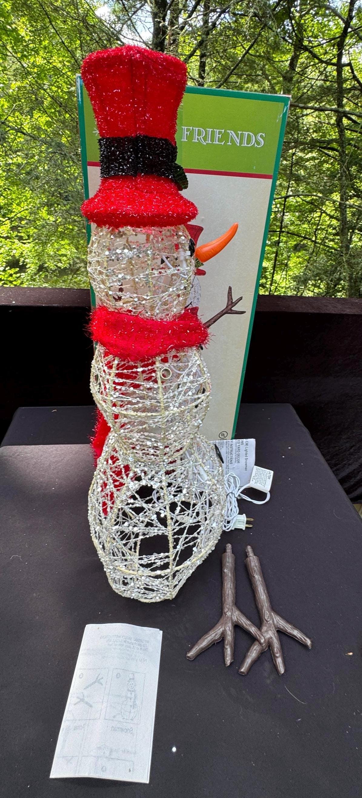 Vintage Cracker Barrel Snow Friends 26" Lighted Christmas Snowman Yard ...