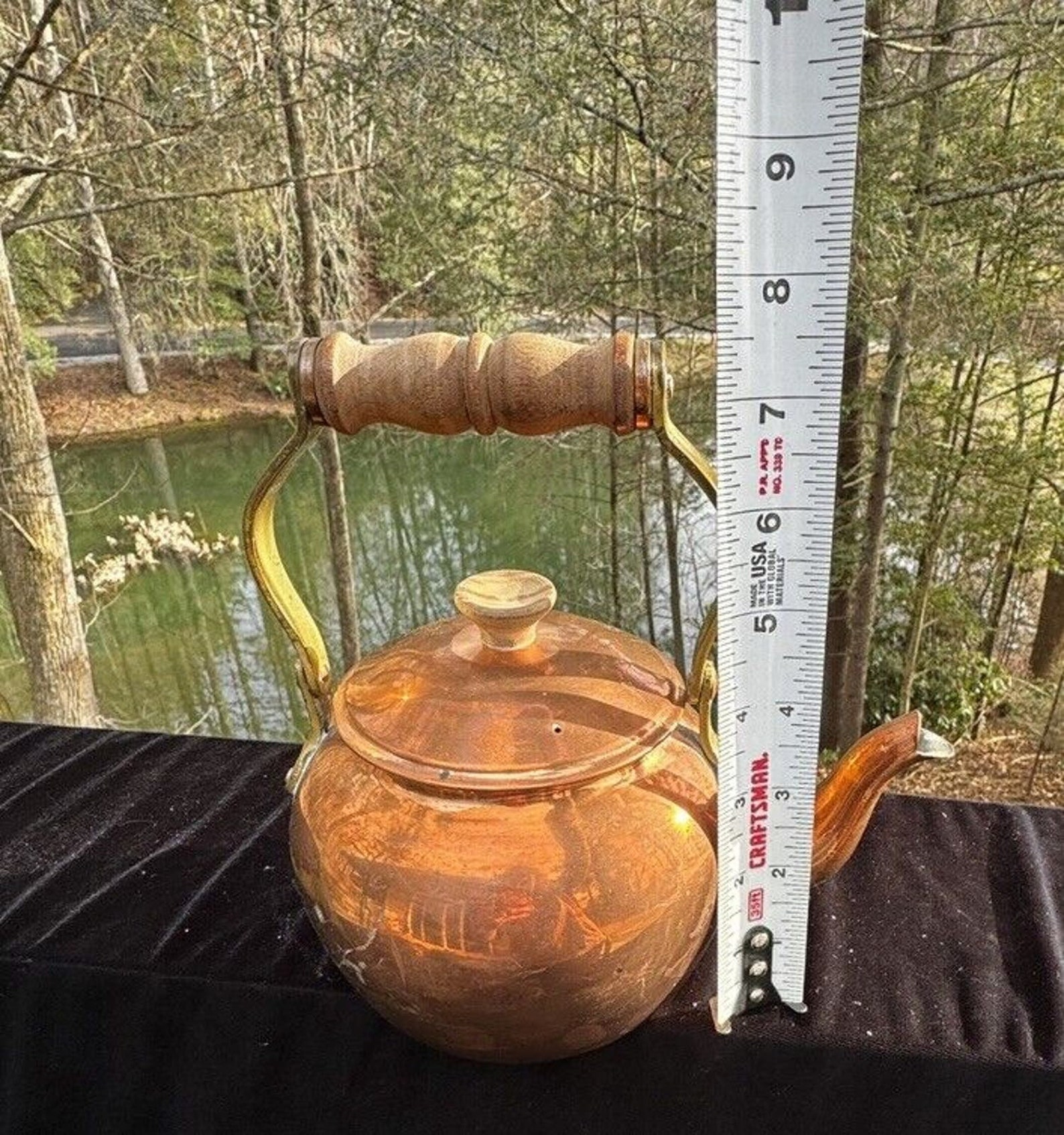 Vtg Tagus R50 Portugal Copper Coffee Tea Pot Kettle Lid 3 Cup Wood ...