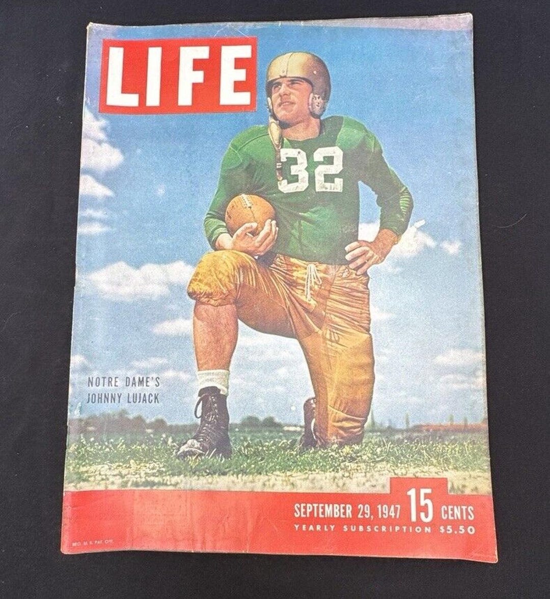 Vintage LIFE Magazine September 29, 1947 Notre Dame's Johnny Lujack ...