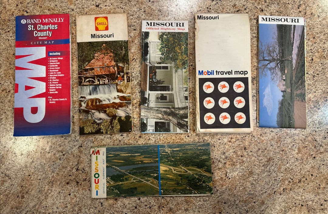 Vintage Missouri Travel Tourist Road Map Lot of 5 1950s-90s SHELL MOBIL ...