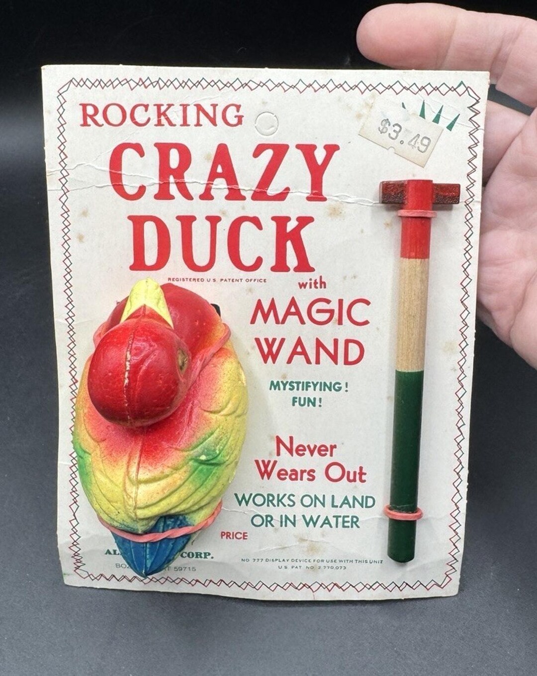 Vintage Allied Rocking Crazy Duck With Magic Wand Toy No. 777 on Card ...