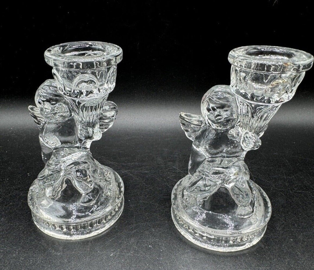 Vintage Christmas Princess House Angel Candlestick Holder Taper Candle ...