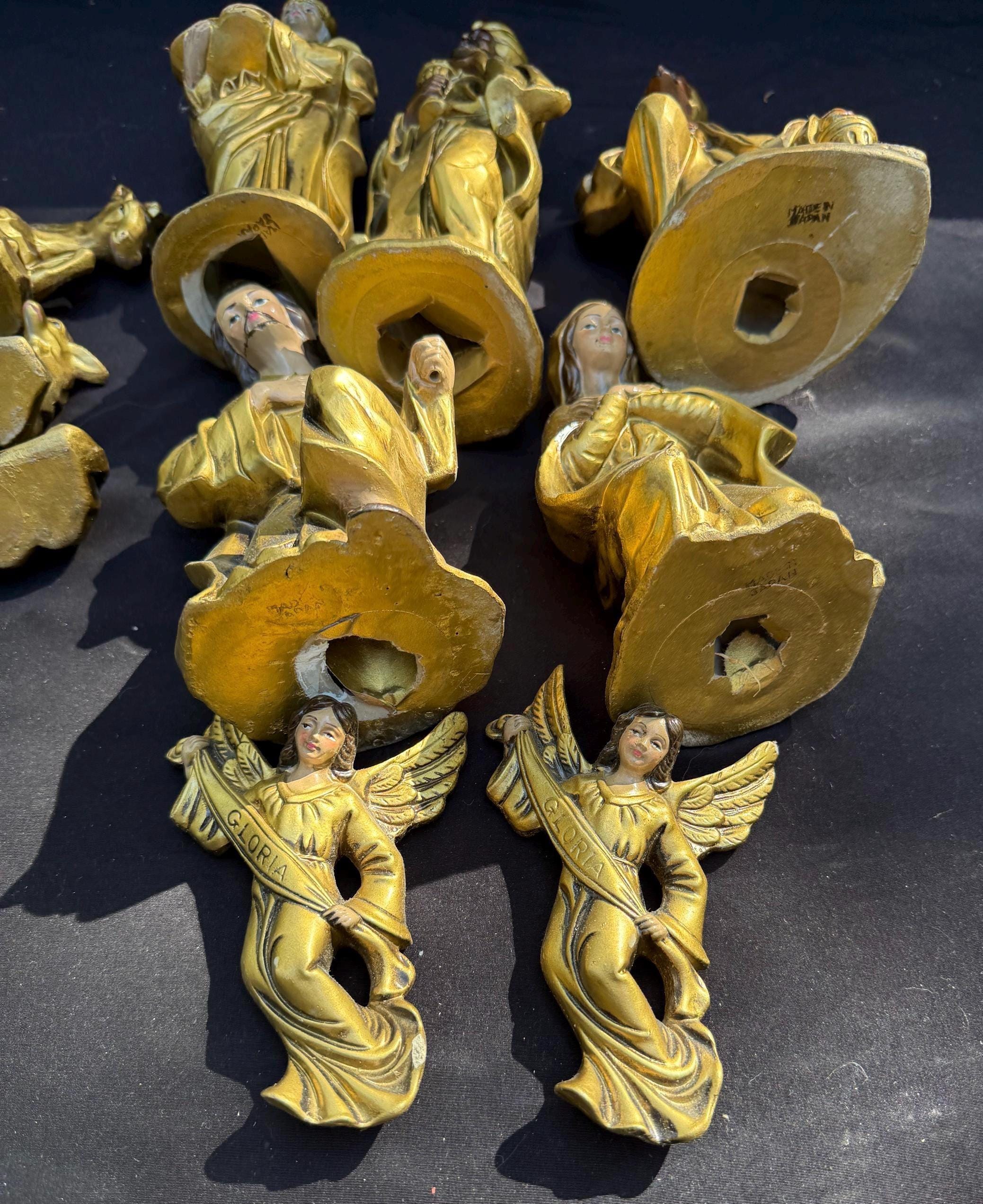 Vintage Chalkware Early 1950’s Made in Japan Large Size GOLD Nativity ...