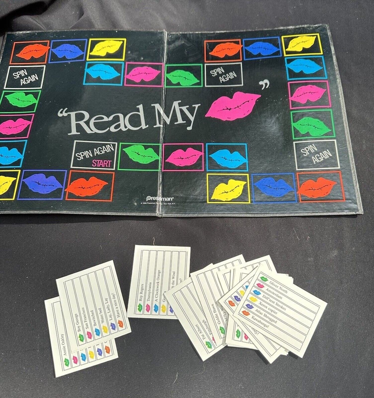 1990 Pressman Read My LIPS GAME BOARD Only Parts Pieces Wild Party Game ...