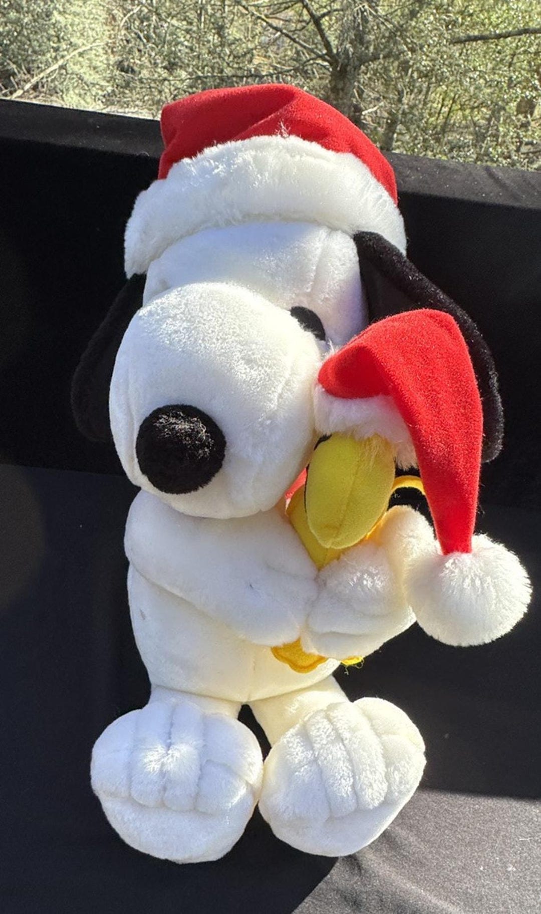 Vtg 18" Peanuts Snoopy & Woodstock Christmas Santa Hat Applause Plush ...