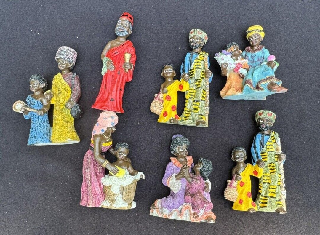 Lovely African Tribal Colorful Figurines Ladies & Children Village ...