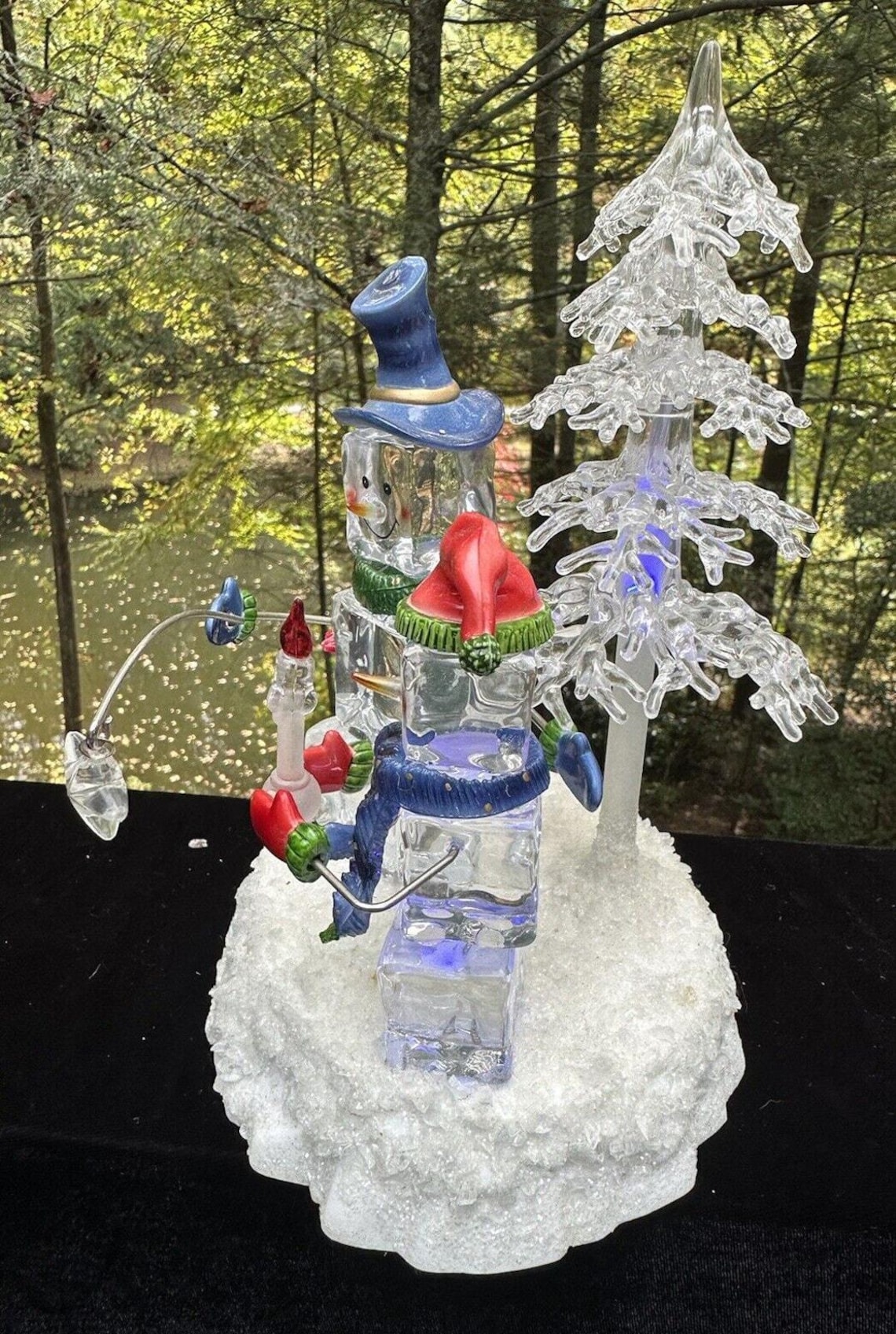 Snowman Campfire Lighted Christmas Tree Table Decoration Roasting ...