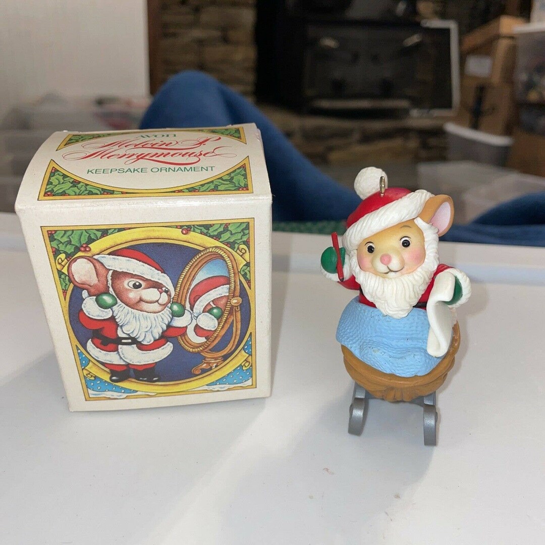 New! Avon Melvin P Merry Mouse Christmas Ornament Avon Santa Mouse ...