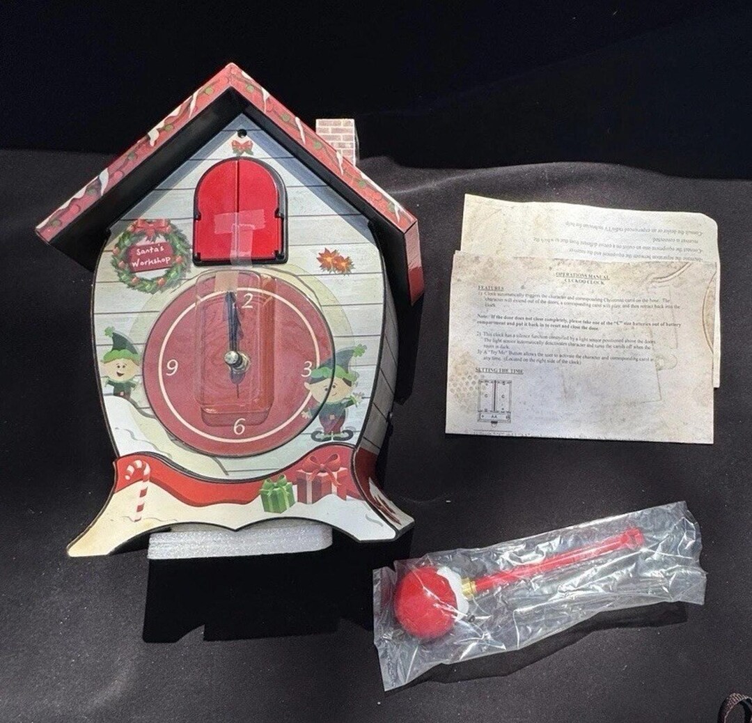 Mark Feldstein Santa Workshop Cuckoo Clock Christmas Music Elf Pops Out ...