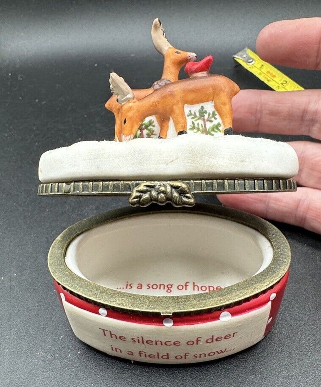 Hallmark Deer Cardinal Snow Porcelain Hinged Trinket Box A Song of Hope ...