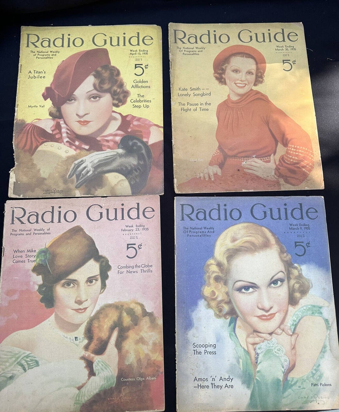 4 Rare Vintage Magazines : Radio Guide Feb April March 1935 Weekly of ...