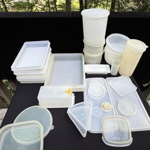 HUGE Vintage Tupperware Lot of Containers & Lids Various Numbers Clear ...