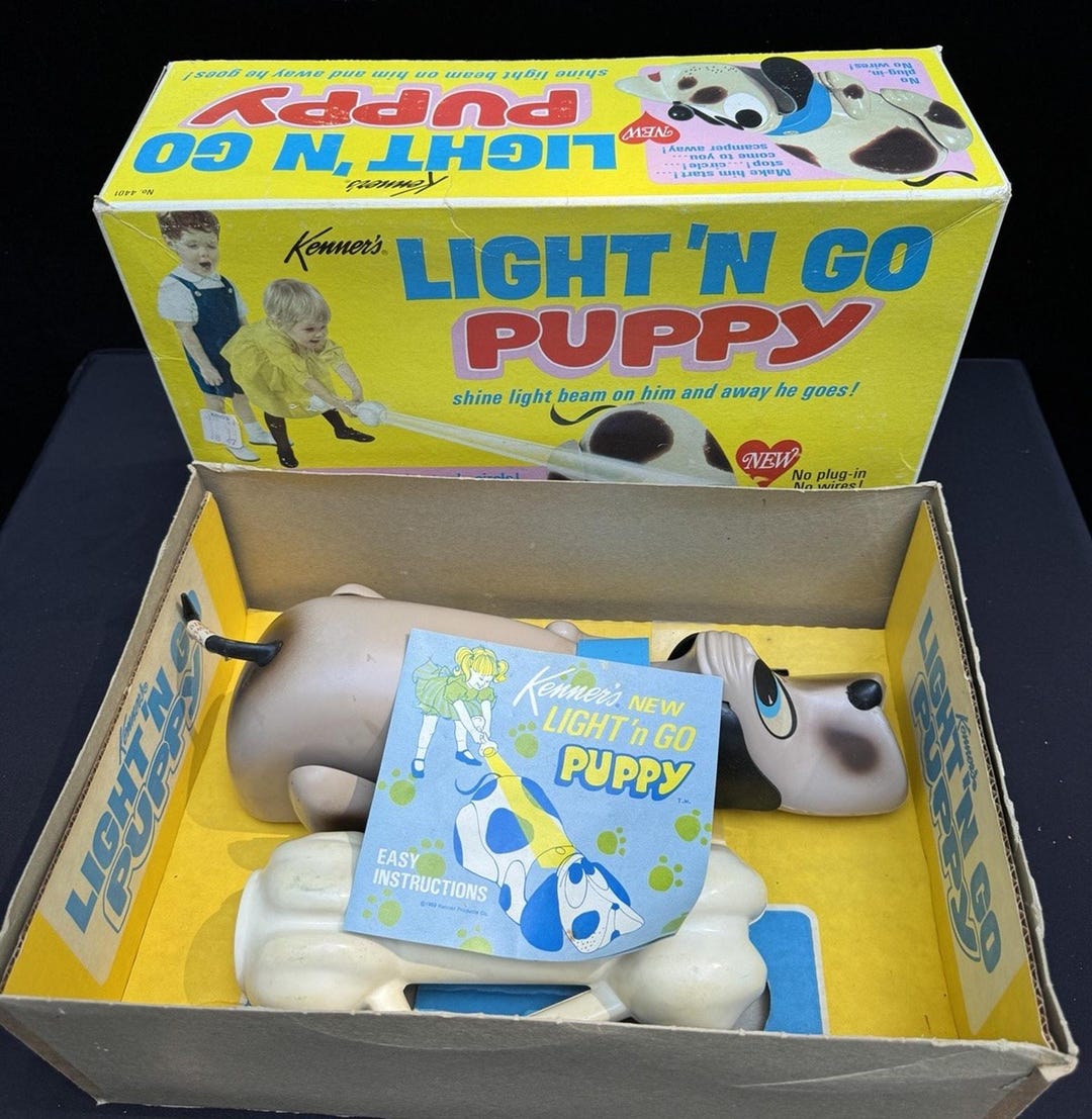 Rare Vintage 1960's Kenner Light N Go Puppy in Box! With Instructions ...