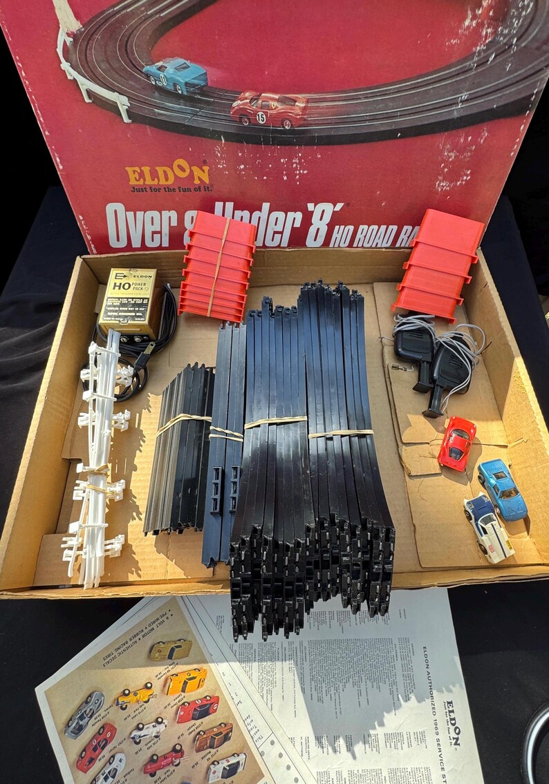 Eldon 1/32 Over & Under 8 HO Road Race Set Rare Japan 1968 Missing Car ...