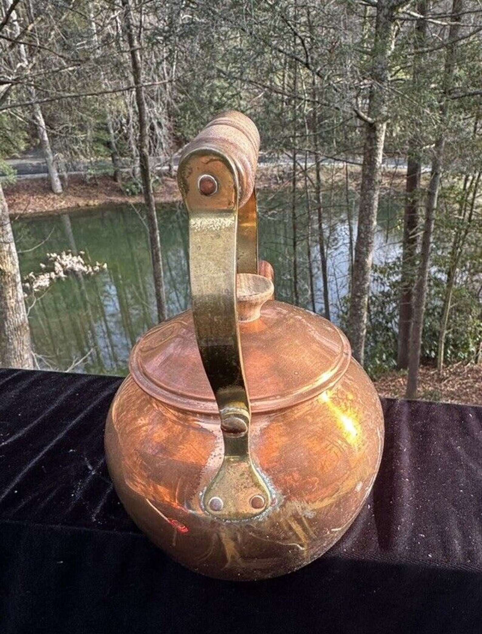 Vtg Tagus R50 Portugal Copper Coffee Tea Pot Kettle Lid 3 Cup Wood ...