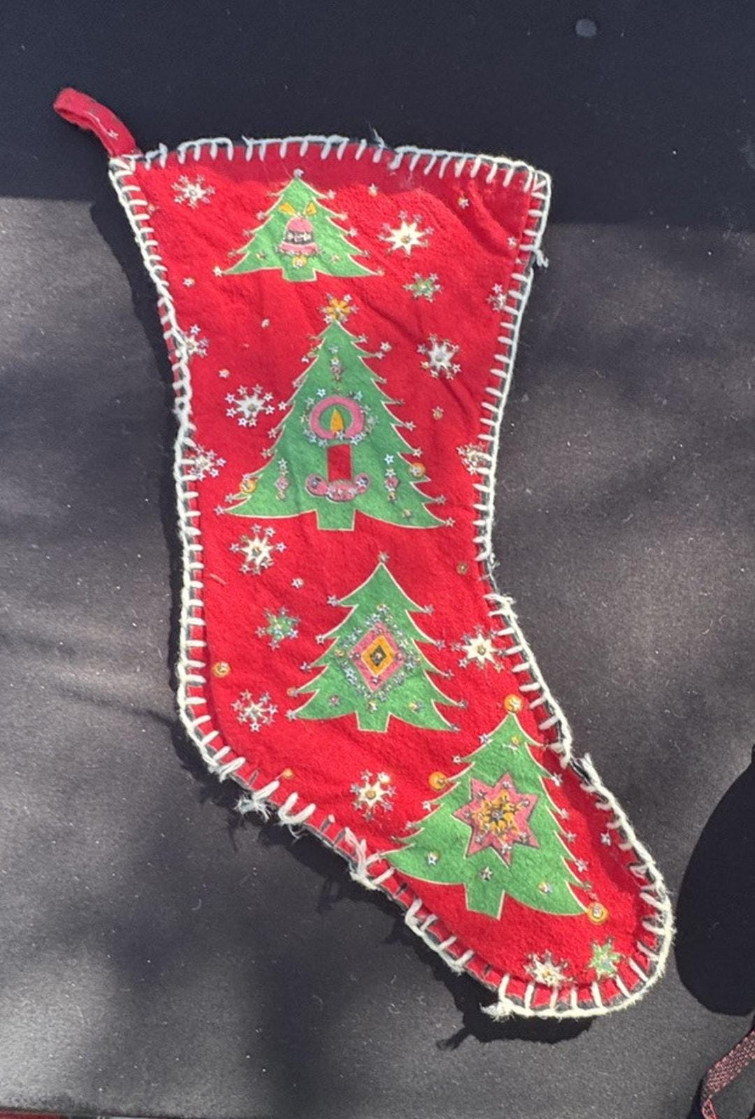 Rare Vintage Christmas Stocking Trees Red Flannel 1950’s -TO8 - Etsy