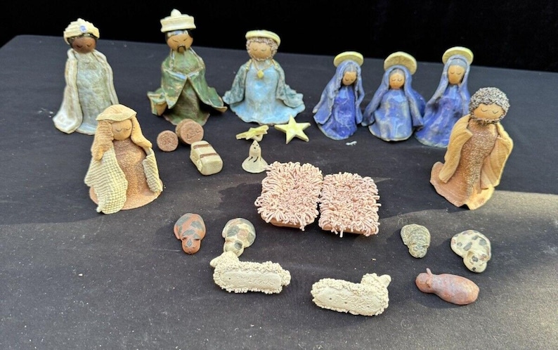 Rare Vintage 1980’s CLIFTON Cat Kitty Pottery Nativity Scene 24 Pottery ...