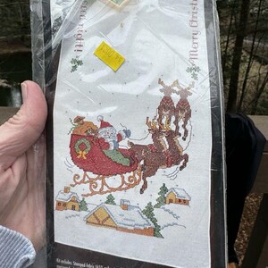 Bucilla 1997 Stamped Table Runner Embroidery Kit Christmas Over the ...