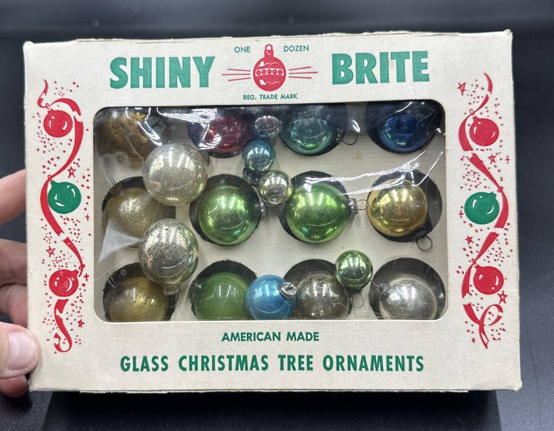 Vintage Rare Shiny Brite Mini Glass Ornaments Mercury Glass Original ...