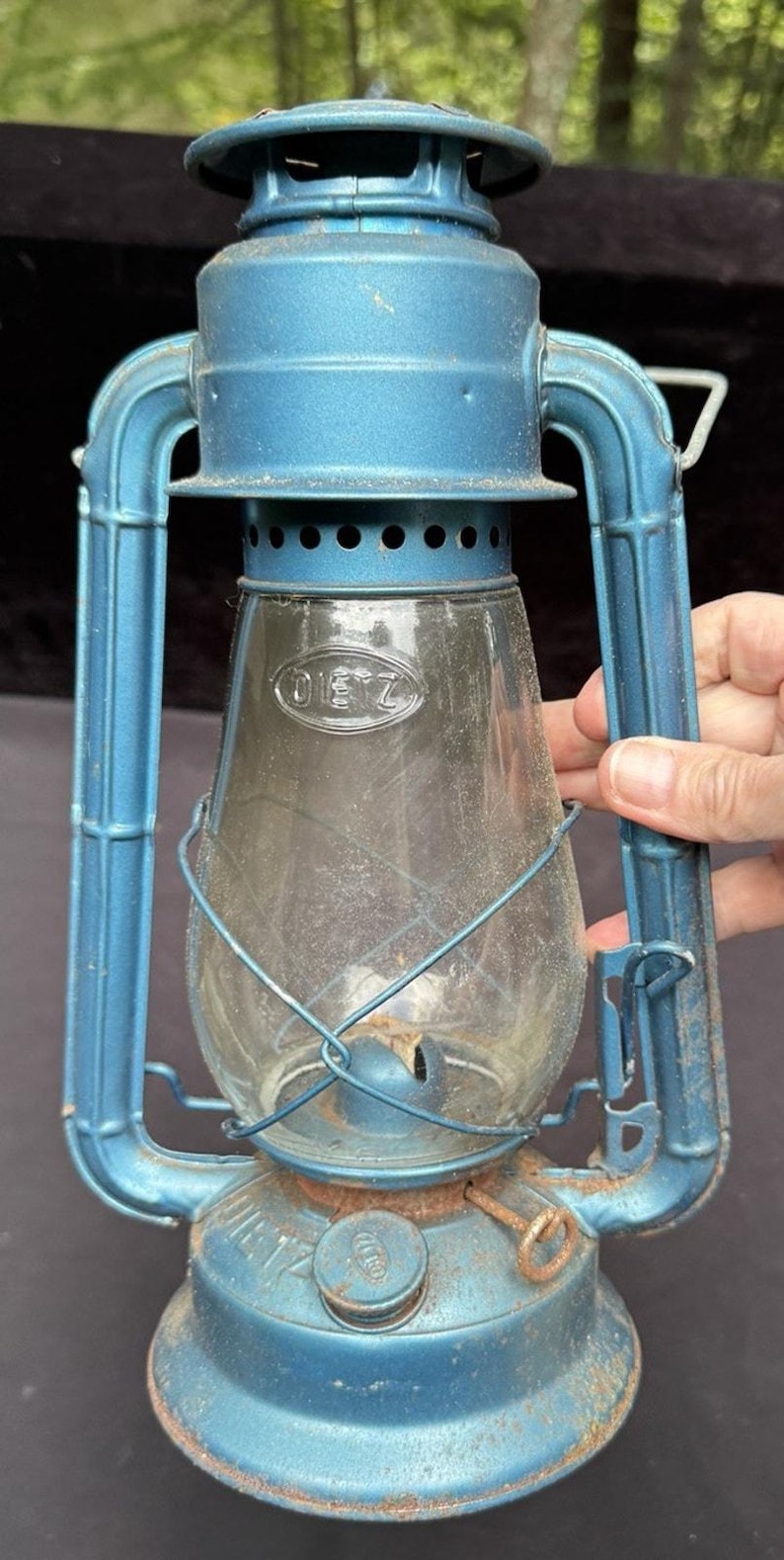 12” Vintage 1970’s Blue DIETZ Cold Blast Lantern Marked Kmart Hong Kong ...