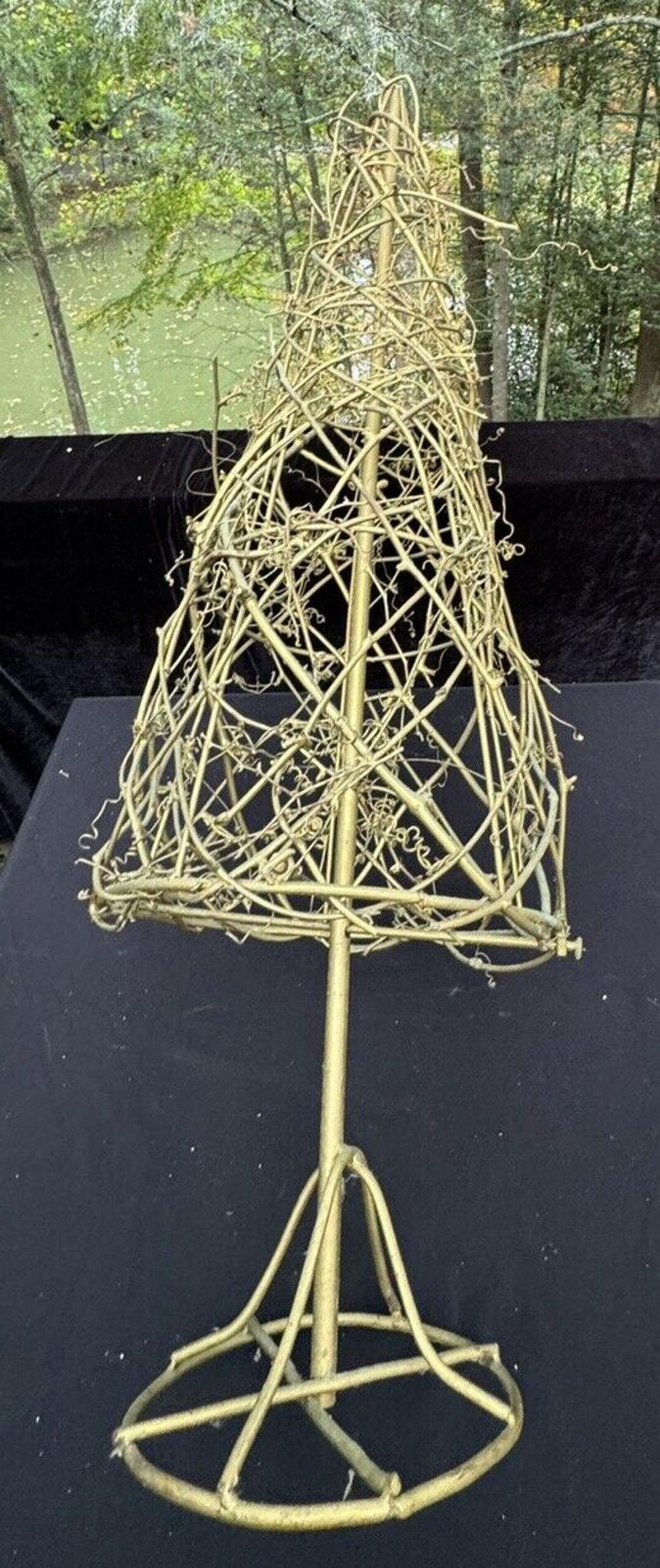 Beautiful Vintage Gold Metal & Wood 4 Foot Rustic Folk Art Christmas ...