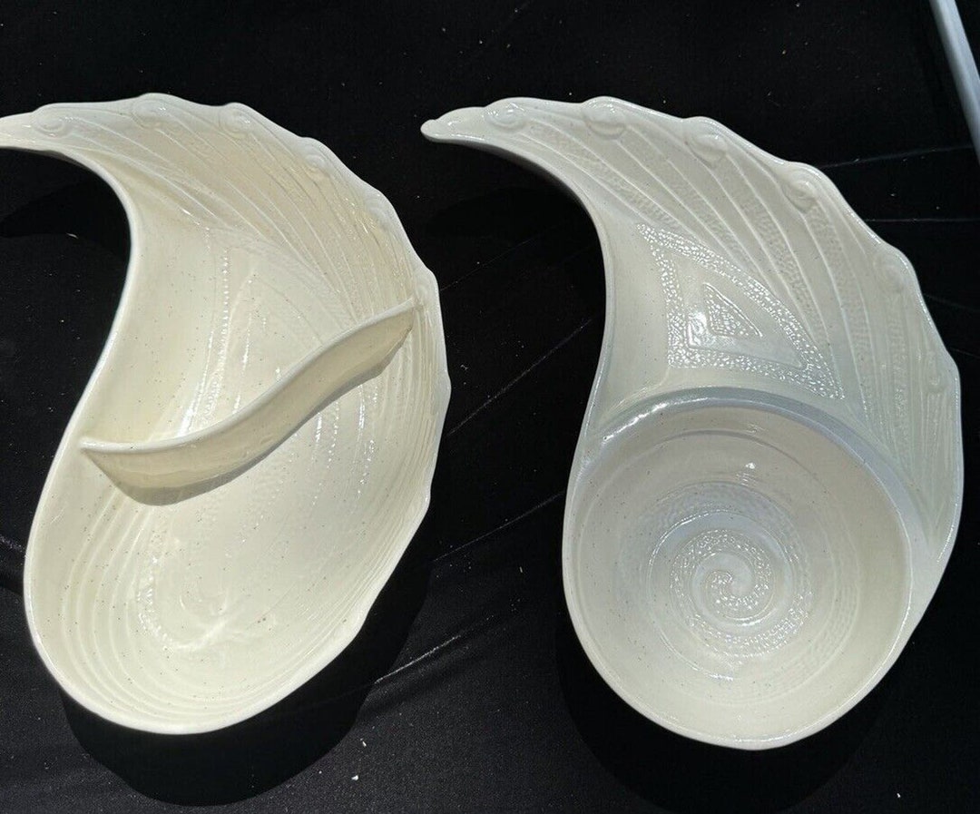 2 1950’s California USA Pottery Sea Shell Nautical Appetizer Dishes ...