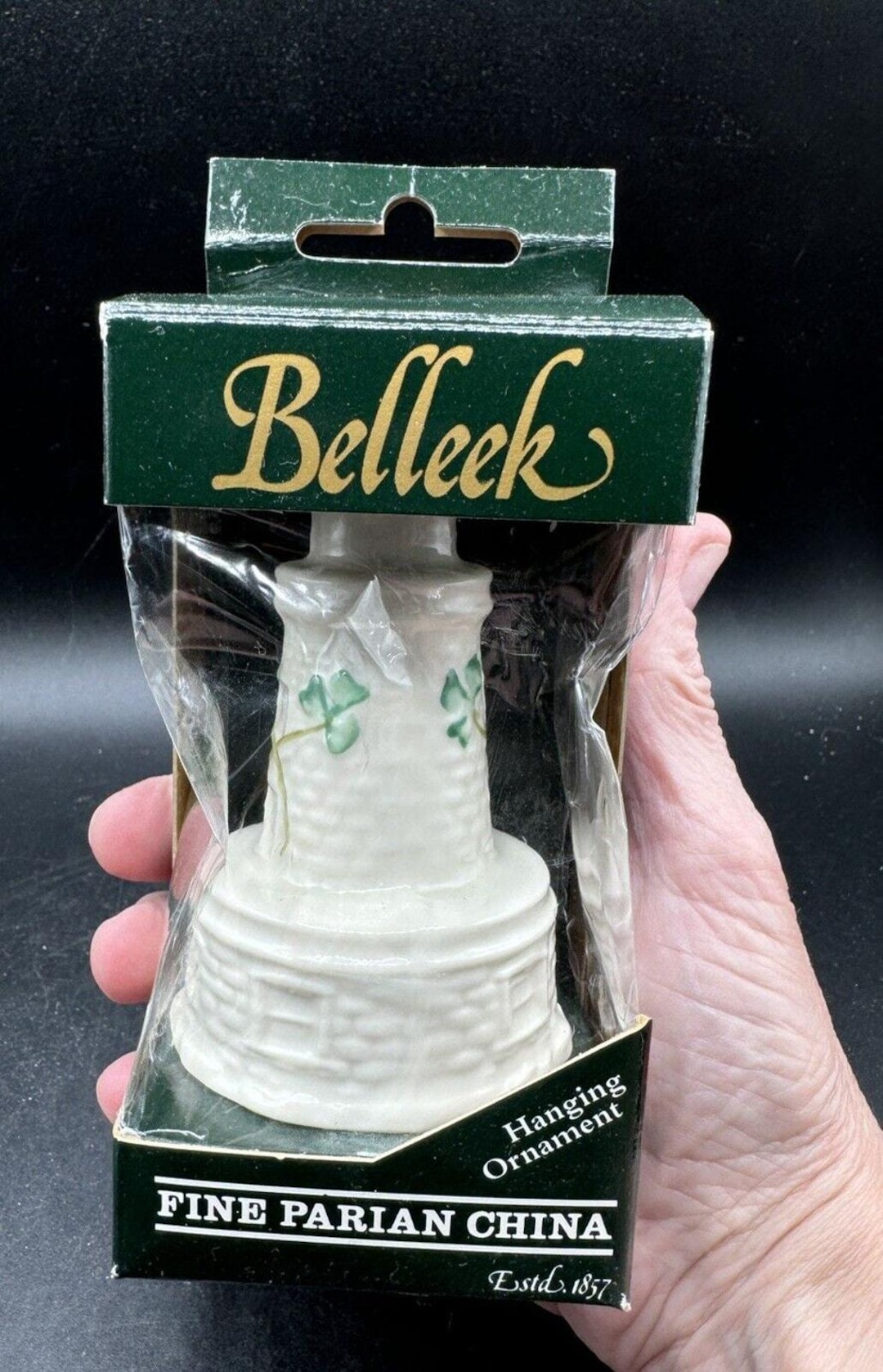Belleek Ireland Bailey Lighthouse Bell ORNAMENT W/ Shamrocks MIB! -15D ...