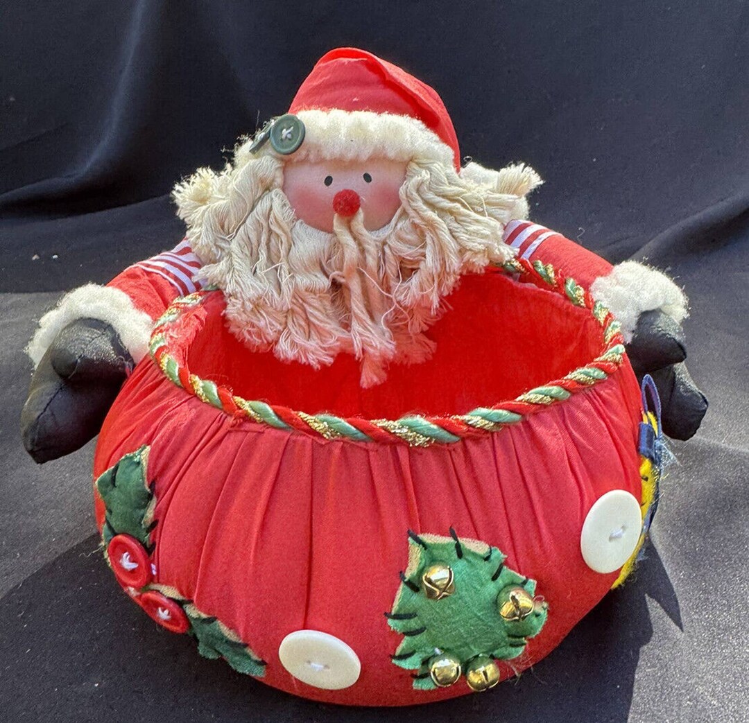 Vintage Santa Claus Basket Cloth Gift Basket Christmas Holiday -ch7 - Etsy