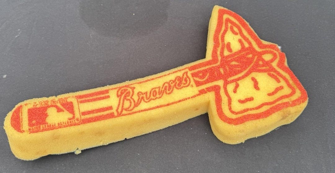 Vintage ATLANTA BRAVES MLB Baseball 1992 Foam Tomahawk Axe Dual-sided ...