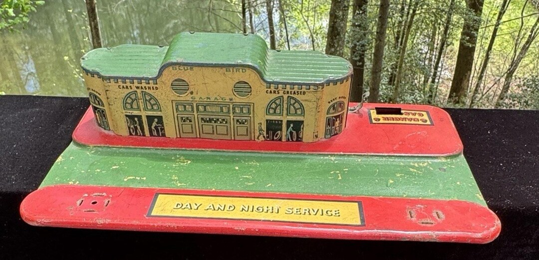 Rare Marx Vintage Lithographed Tinplate Blue Bird Service Station - Etsy