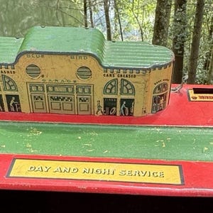 Rare Marx Vintage Lithographed Tinplate Blue Bird Service Station - Etsy