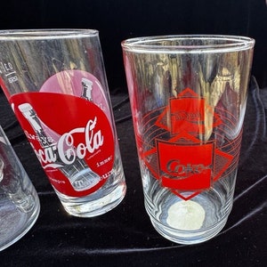 Set of 4 Coca Cola Colored Coca Cola Glasses Variety Different 6.25 ...