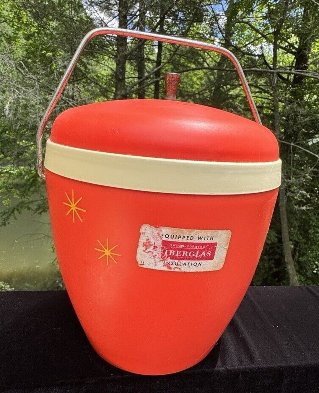 Vintage Gits Ware MCM Ice Bucket 1970’s Orange Atomic Starburst Mid ...