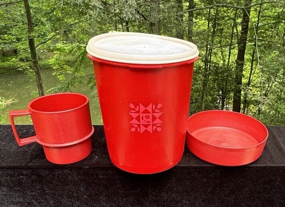 Mixed Lot of Tupperware 1980’s in Red Canister Bowl & Cup EUC - Etsy